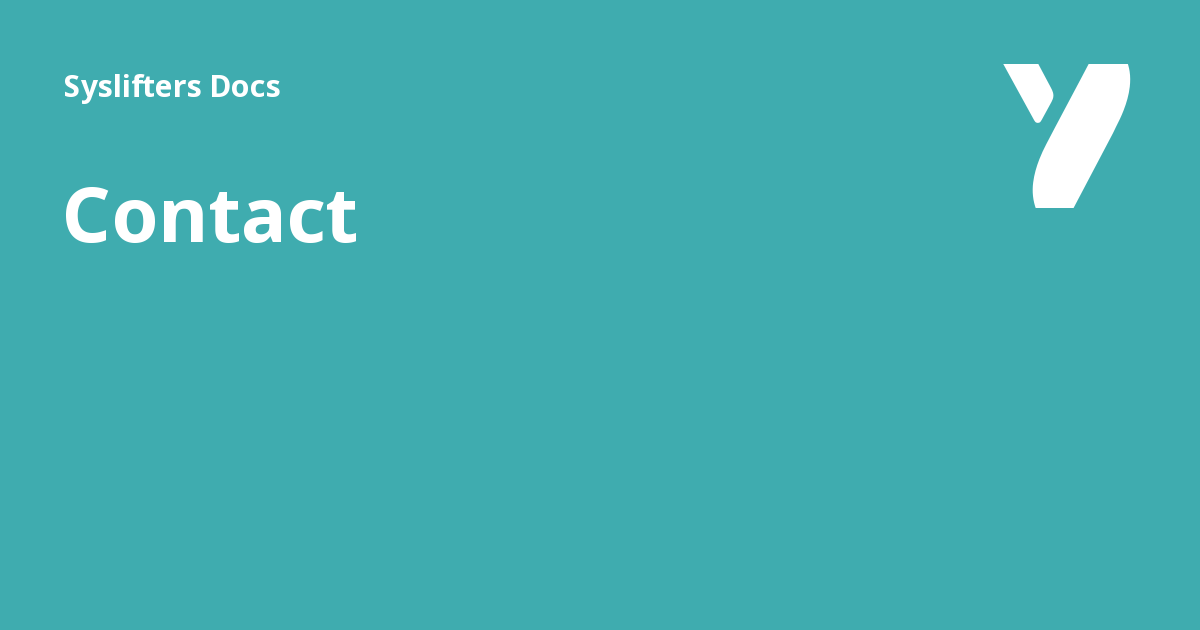 Contact - Syslifters Docs